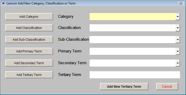 Lexicon Setup Screen