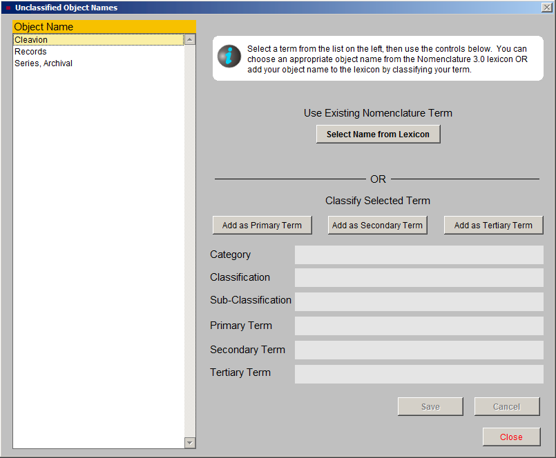 Lexicon Setup Screen