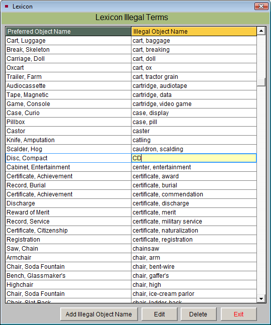 Lexicon Setup Screen