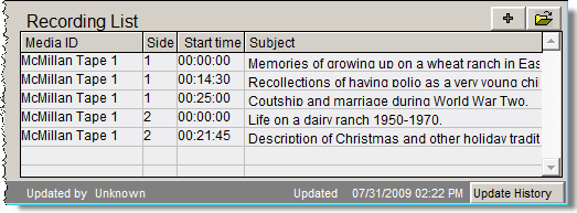 Oral History Screen View